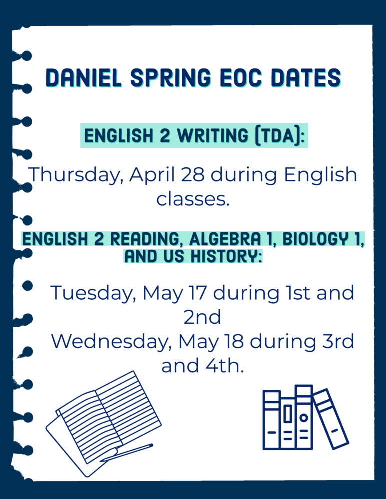 Spring EOC Testing Dates D W Daniel High School Spring EOC Testing Dates D W Daniel High School